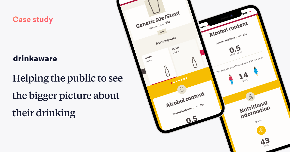 Product UX/UI for an Innovative Charity - Drinkaware - Lighthouse London